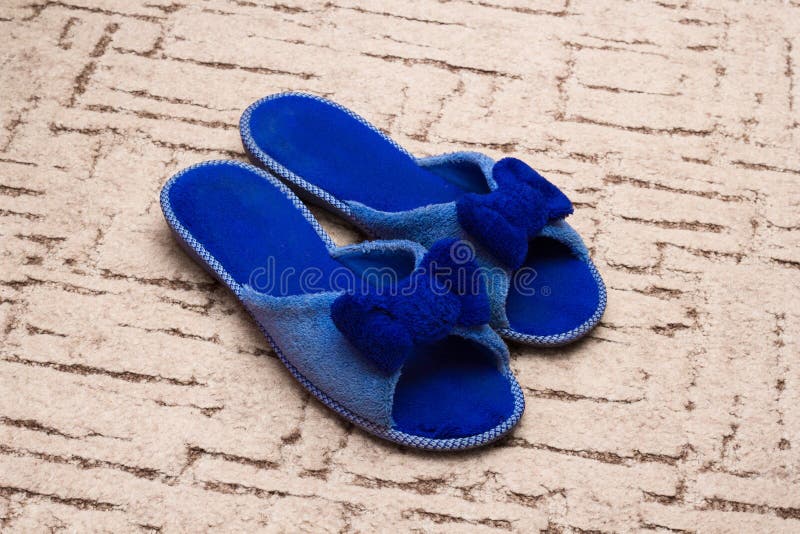Blue slippers stock image. Image of house, double, foot - 77734165