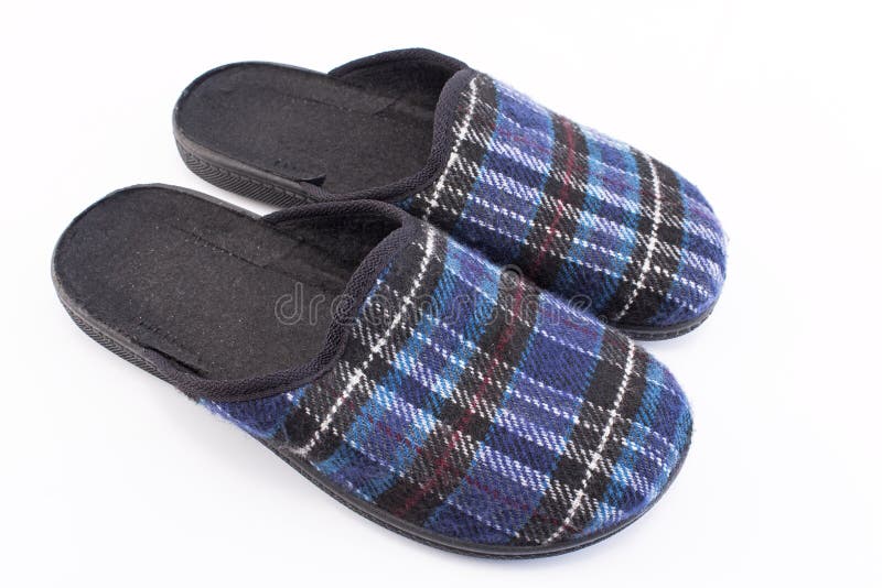 Blue Slippers Isolated on White Stock Photo - Image of shoes, blue ...