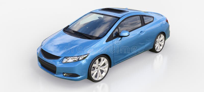 Blue Small Sports Car Coupe. 3d Rendering. Stock Illustration ...