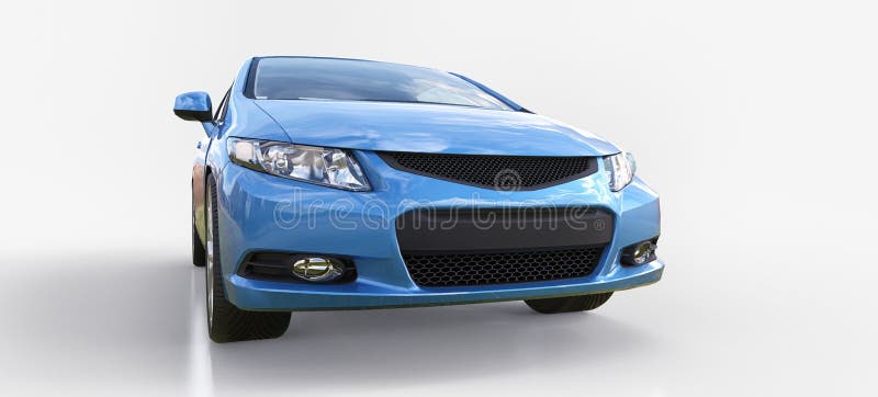 Blue Small Sports Car Coupe. 3d Rendering. Stock Illustration ...