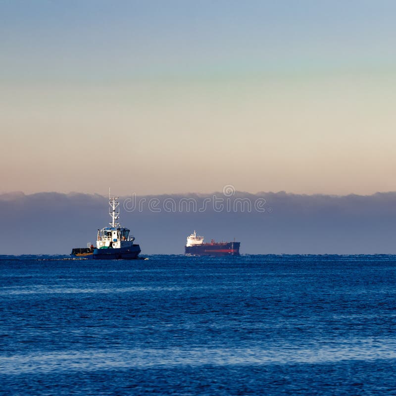 Blue small tug ship stock image. Image of small, square - 88470687