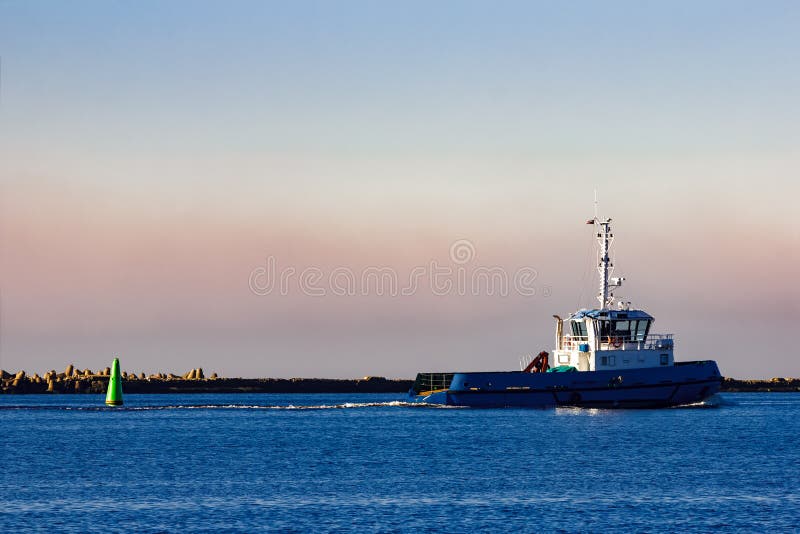 Blue small tug ship stock image. Image of shipping, europe - 88608845