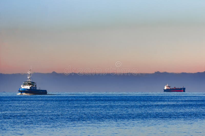 Blue small tug ship stock photo. Image of diesel, vessel - 88608252