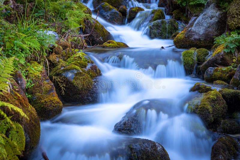 Small Waterfall on Mountain Brook Stock Image - Image of brown, nature ...