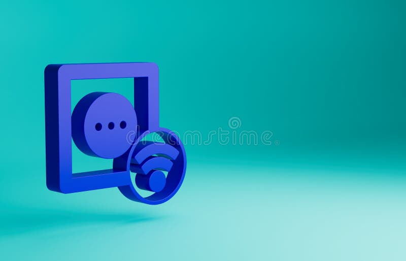 Blue Smart Electrical Outlet System Icon Isolated on Blue Background ...