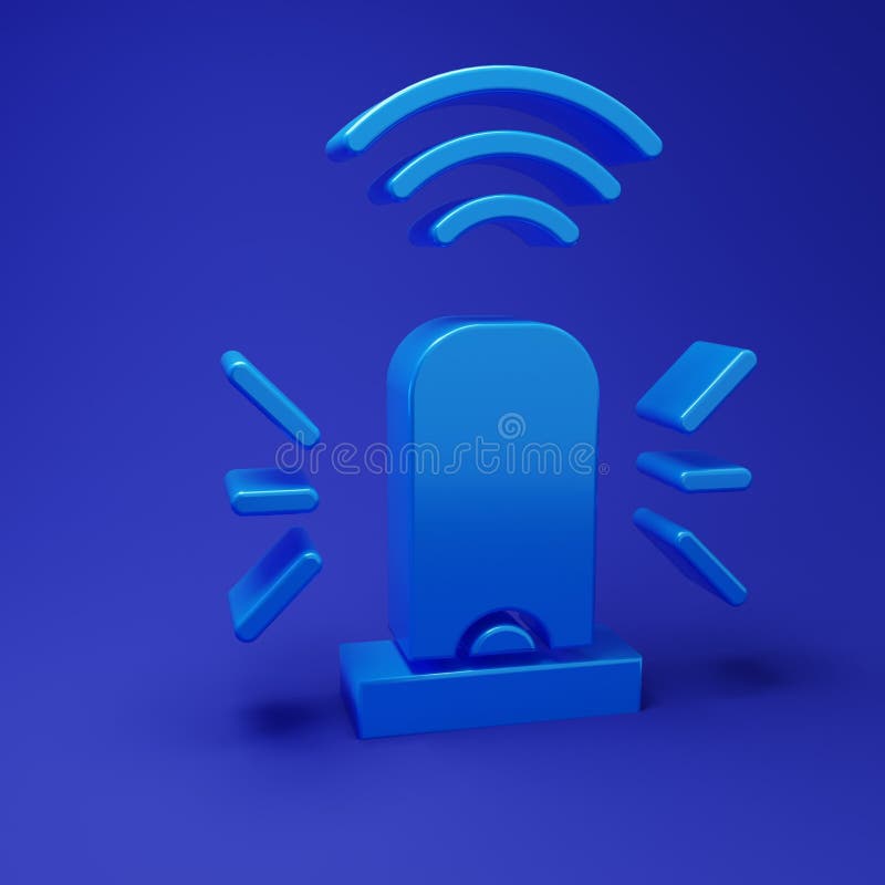 Blue Smart Flasher Siren System Icon Isolated on Blue Background ...
