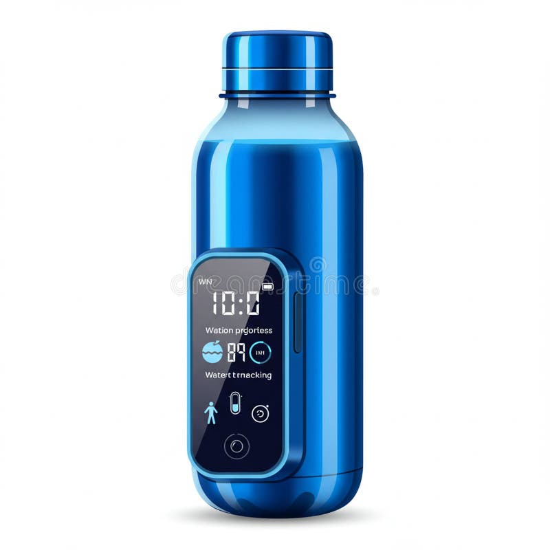 Blue Smart Water Bottle with a Sleek, Metallic Finish. Features an ...
