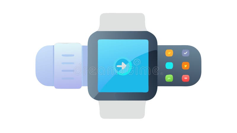 Blue Smartwatch with Basic Icons, Simple User Interface, Vector Design ...