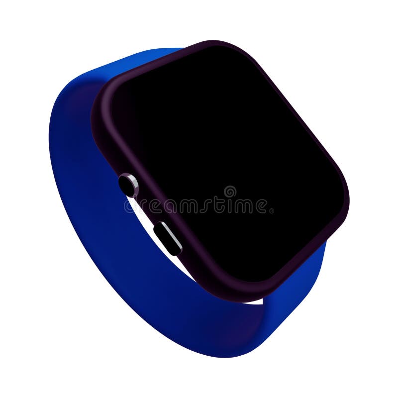 Blue Smartwatch 3d Icon Mockup Design Stock Illustration - Illustration ...