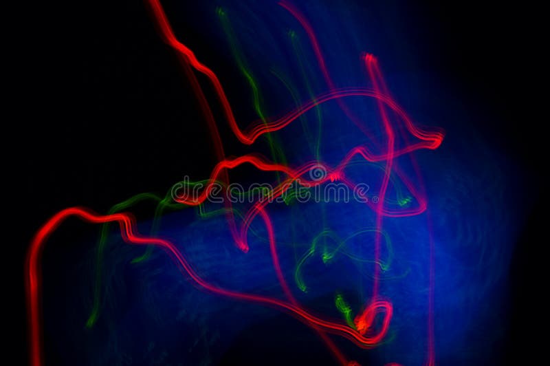 Blue & Red Thick Lines - Luminous 3d Composition, on a Black Background ...