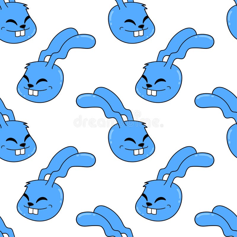 Blue Rabbit Head with Angry Face, Doodle Icon Drawing Stock Vector ...