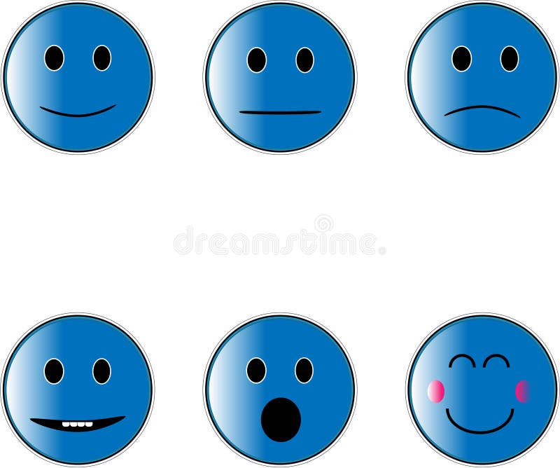 Fun Blue Smileys,vector Illustration Stock Vector - Illustration of ...