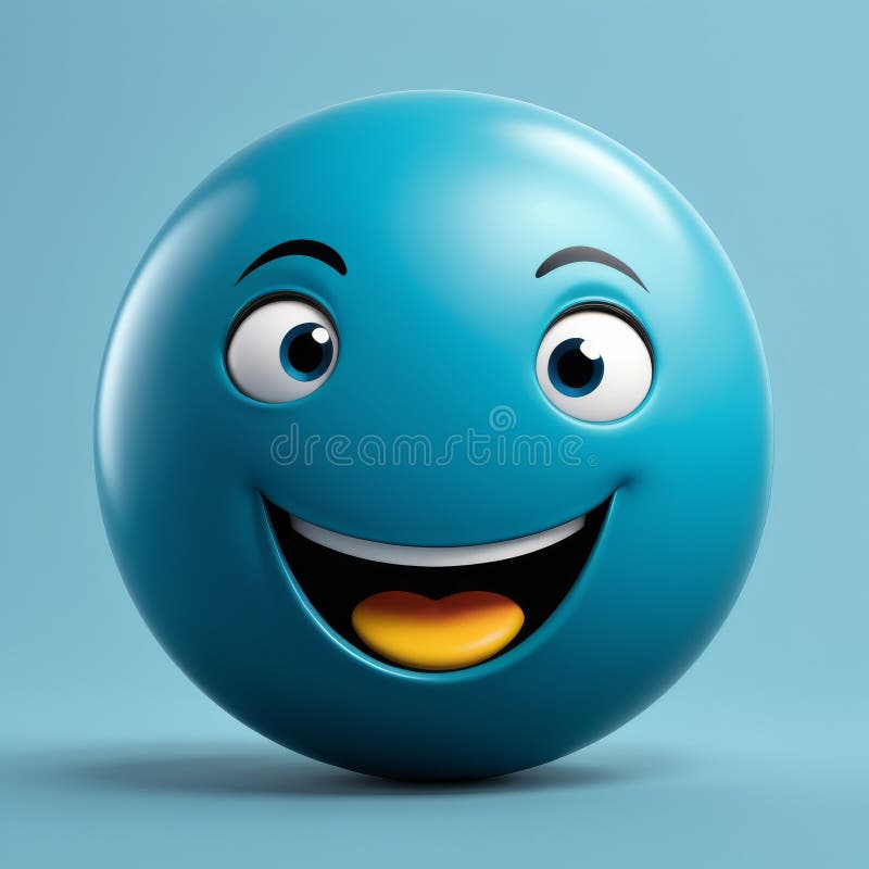 Blue Smiling Face Ball on Light Blue Background Stock Image - Image of ...