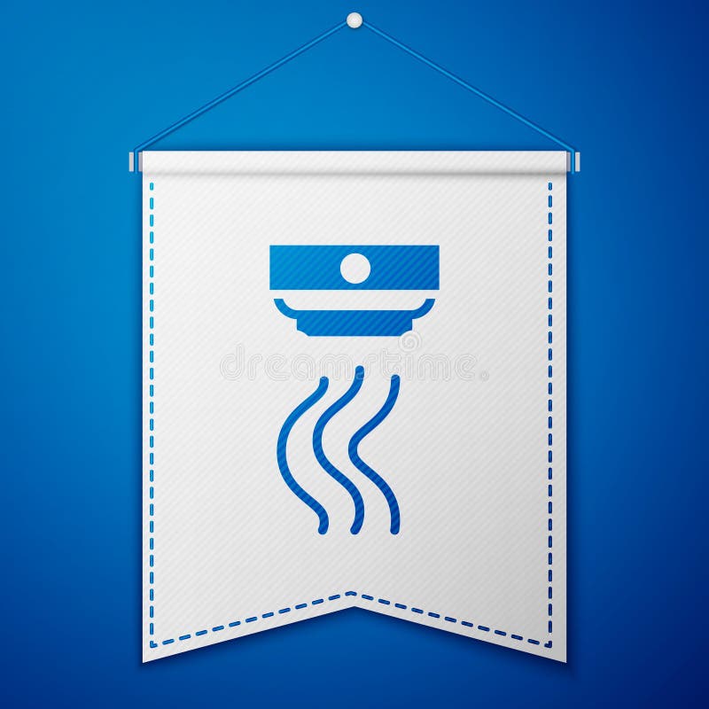 Blue Smoke Alarm System Icon Isolated on Blue Background. Smoke ...
