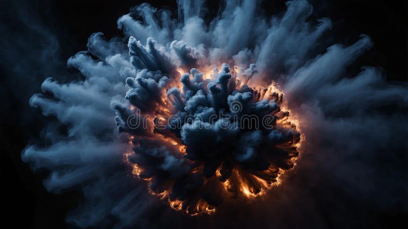 Blue Smoke Center Radial Explosion Isolated in Black B Ai Generated ...