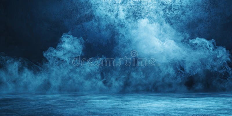 Blue Smoke on Dark Surface: Ethereal Mist and Shadowy Background ...
