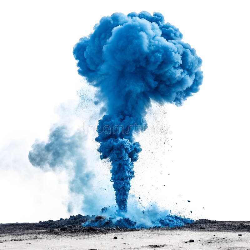 Blue Smoke Explosion Isolated on White Background Stock Illustration ...