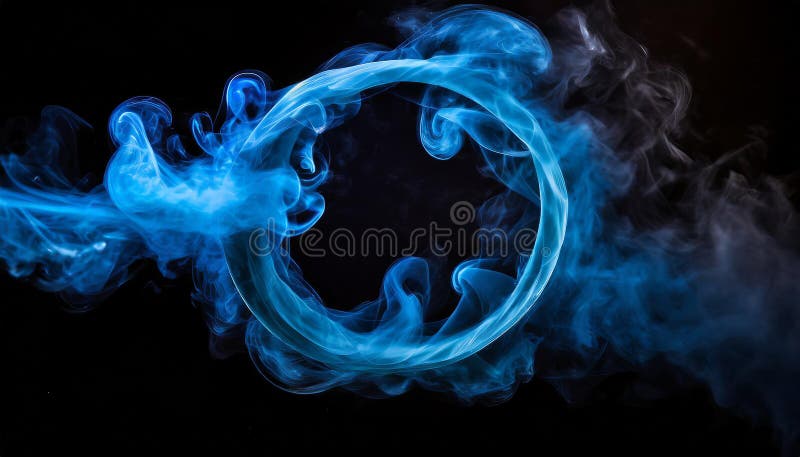 Blue Smoke in Form of Circle Isolated on Black Background Stock ...