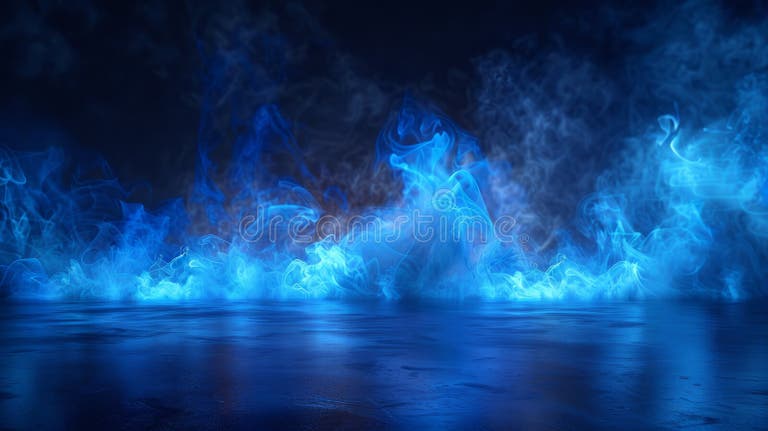 Blue Smoke Magic Effect on Dark Ground with Cloud-like Patterns Stock ...