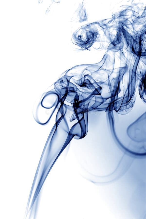 Blue Smoke Movement on White Background. Stock Image - Image of fire ...
