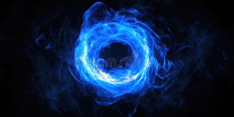 Blue Smoke Ring Black Background Stock Photo - Image of surreal, black ...