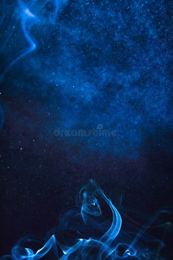 Blue Smoke and Spray of Water on a Black Background. Abstract Sp Stock ...