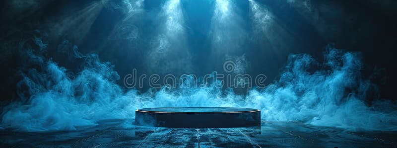 Blue Smoke Studio Background with Stage Stock Illustration ...