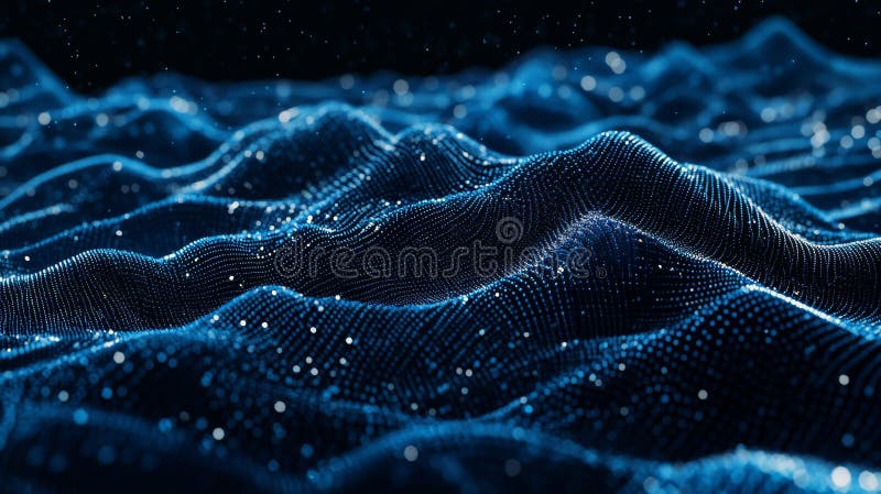 Blue Smoke Undulating Against a Dark Background in Line Art Stock Image ...