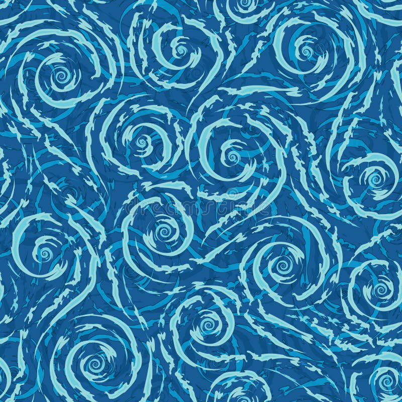 Blue Smooth Lines and Spirals with Torn Edges Vector Seamless Pattern ...