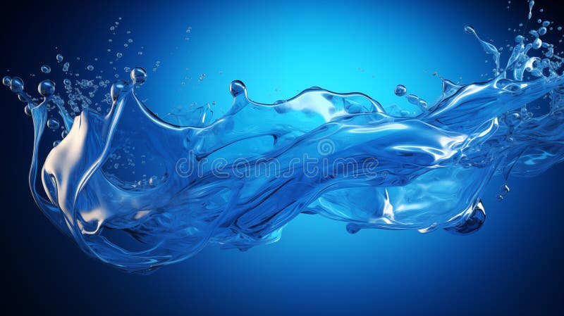 Blue Smooth Water Waves of Liquid Abstract Background. Bright Glossy ...