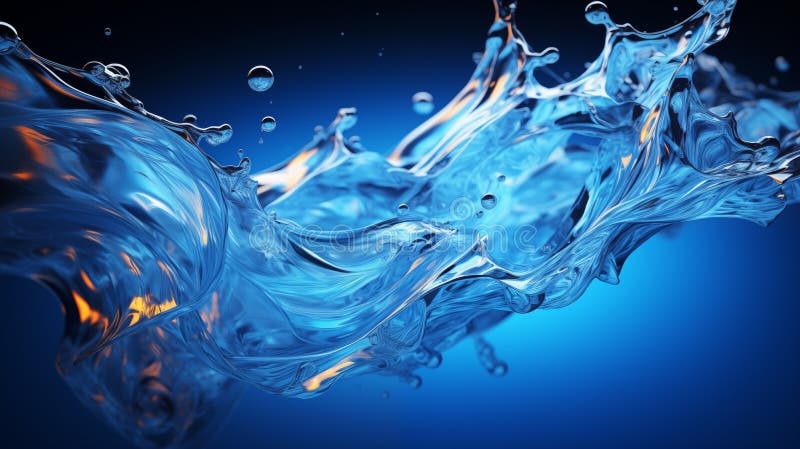 Blue Smooth Water Waves of Liquid Abstract Background. Bright Glossy ...