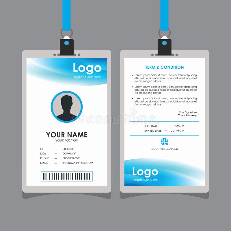 Blue Smooth Blue White Id Card Template Vector Stock Vector ...