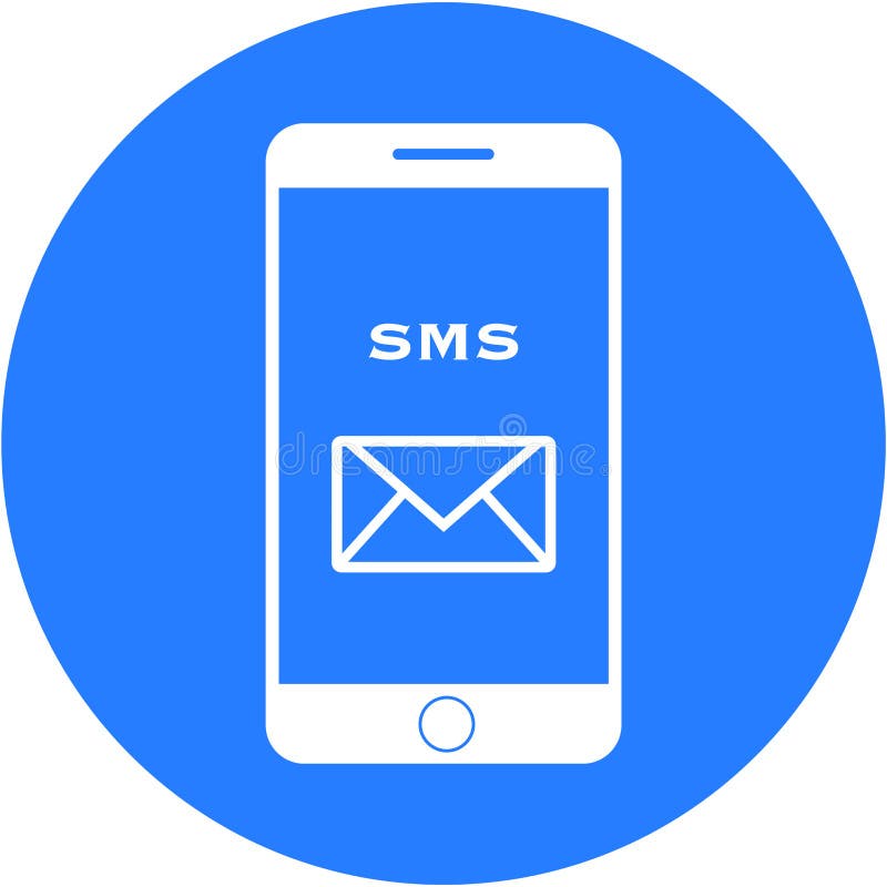 Blue Sms Design in a Flat Round Button Stock Illustration ...