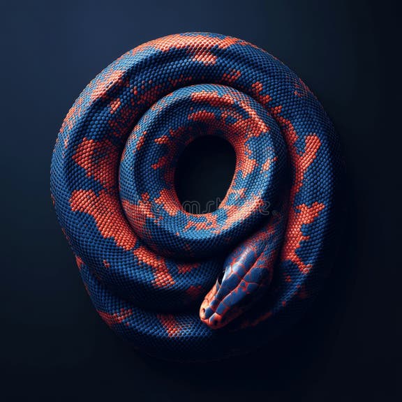 A Blue Snake Rests Atop Eggs, Covered in Dust. Stock Image - Image of ...