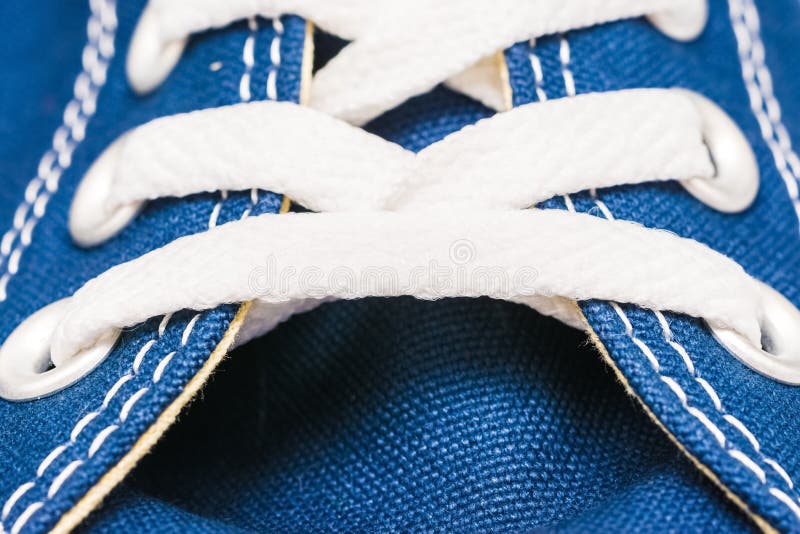 Blue Sneakers Shoe Laces Close Up Stock Image - Image of lace, hippie ...