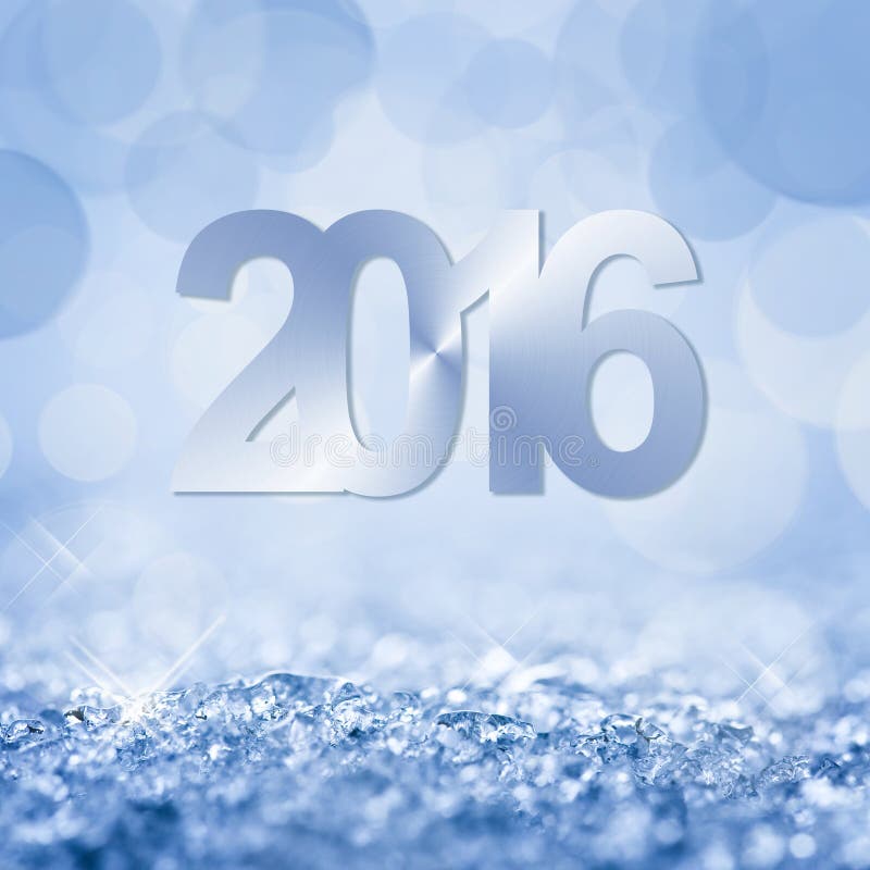 2016 Blue Snow and Bokeh Greeting Card Stock Photo - Image of christmas ...