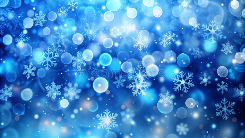 Blue Snowfall Bokeh Background Abstract Snowflake Background on Blurred Abstract Blue AI ...