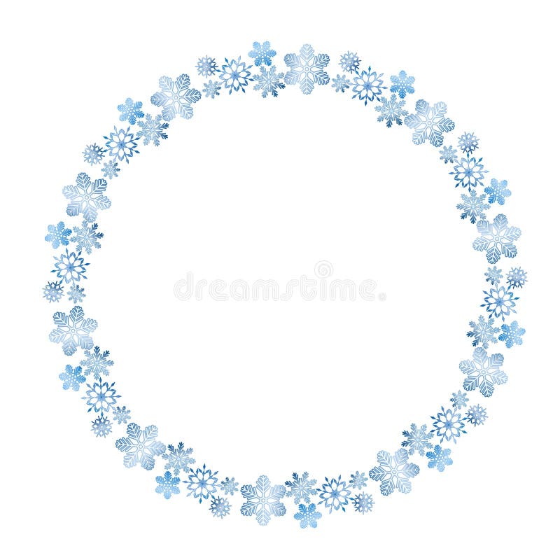 Blue Snowflake Art Drawn Round Frame Stock Vector - Illustration of ...