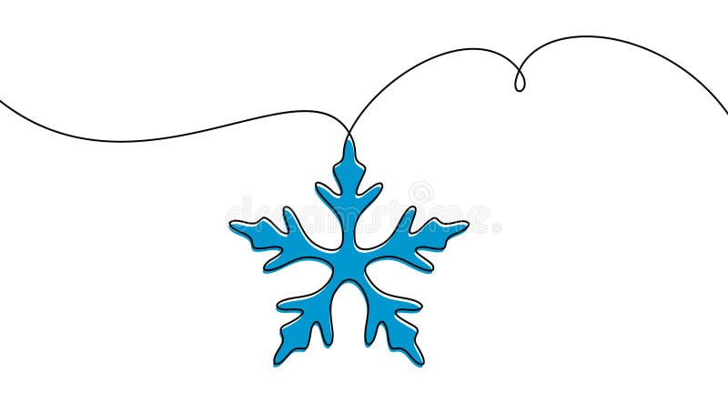 Blue Snowflake with Black Outline and Curved String Stock Vector ...