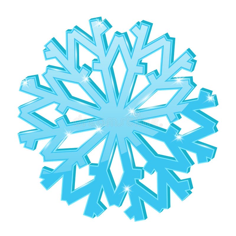 Blue snowflake. 3d symbol stock vector. Illustration of snowfall ...