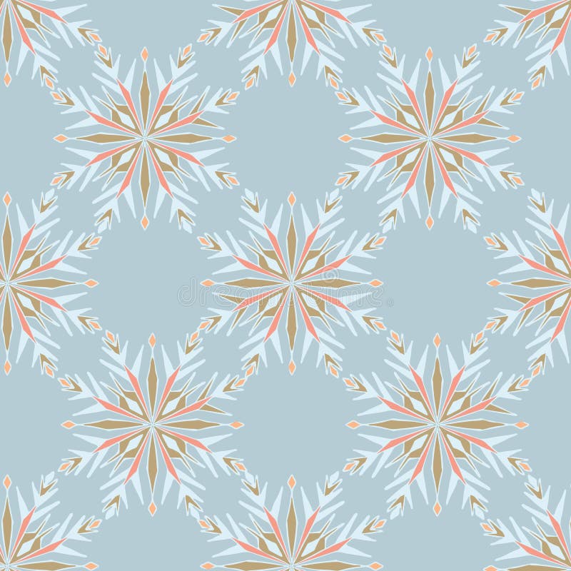 Blue Snowflake Lattice Seamless Repeat Pattern Vector Print Stock ...
