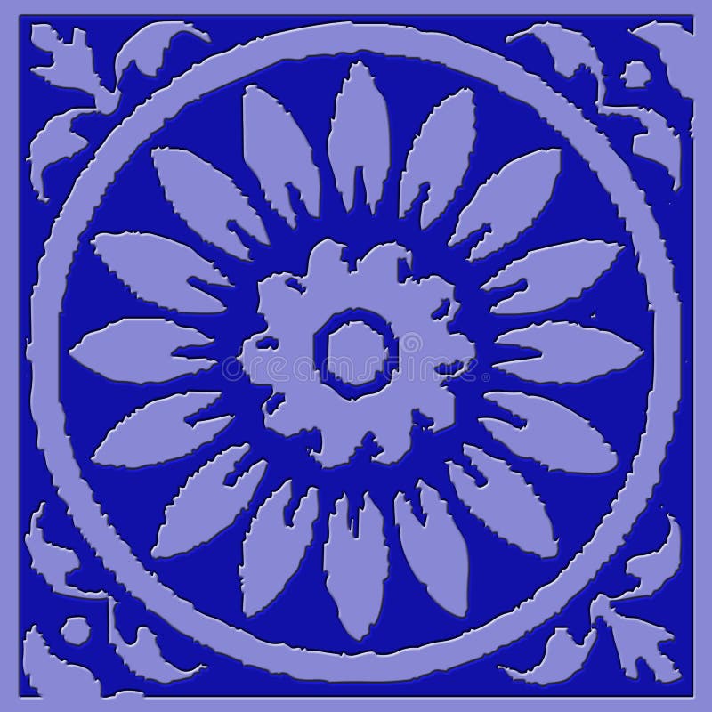 Blue Snowflake Pattern Tile Design Template Framework Set 5 Stock ...