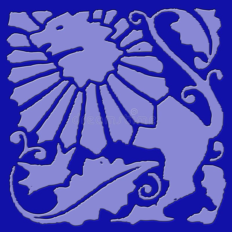 Blue Snowflake Pattern Tile Design Template Framework Set 5 Stock ...