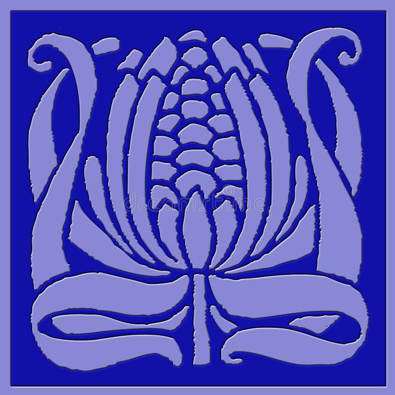 Blue Snowflake Pattern Tile Design Template Framework Set 5 Stock ...