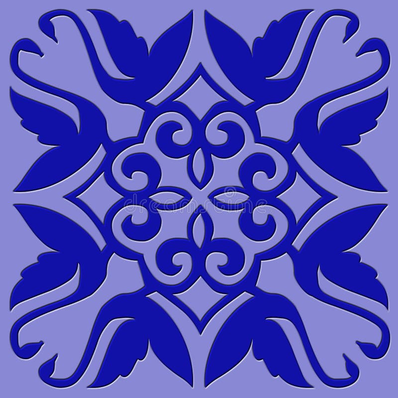 Blue Snowflake Pattern Tile Design Template Framework Set 5 Stock ...