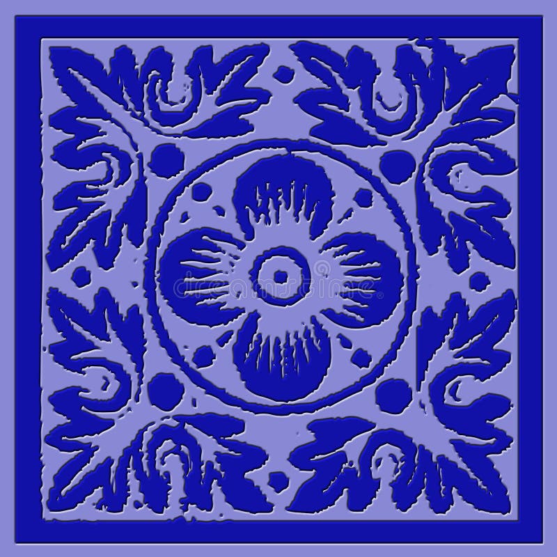 Blue Snowflake Pattern Tile Design Template Framework Set 5 Stock ...