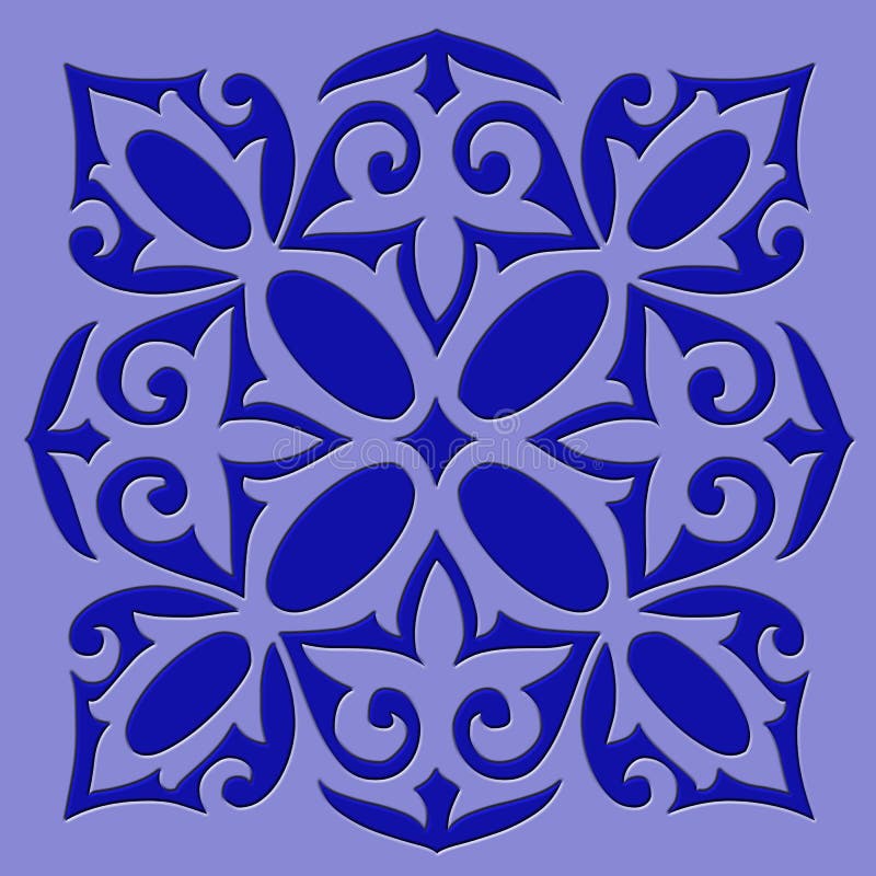 Blue Snowflake Pattern Tile Design Template Framework Set 5 Stock ...