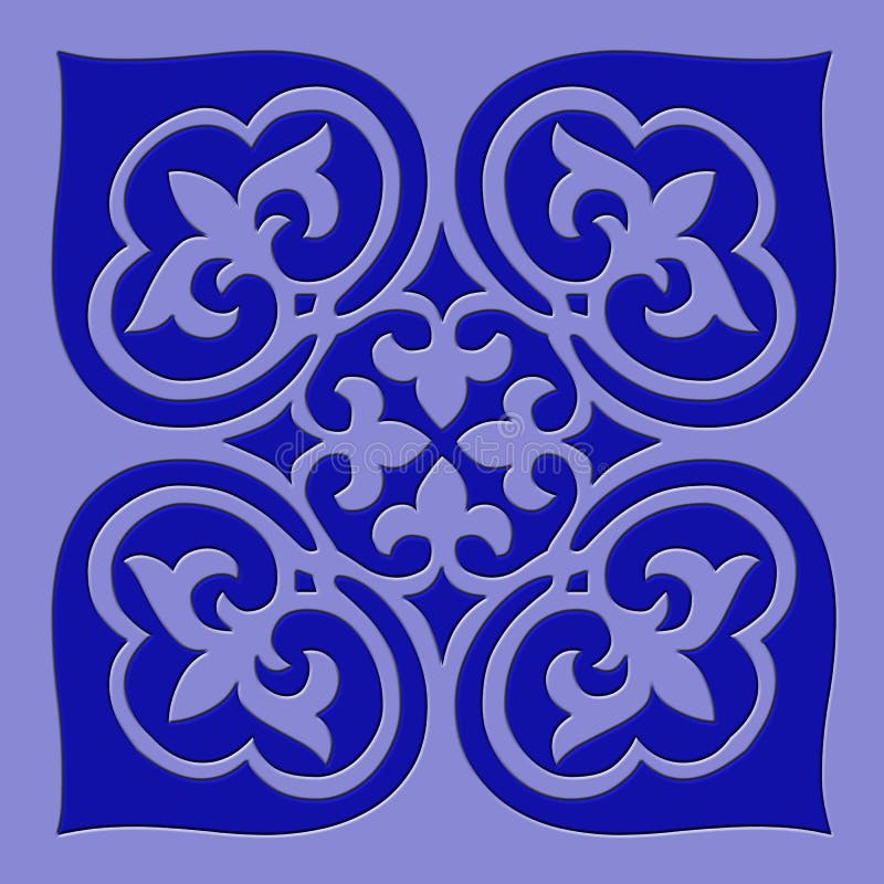 Blue Snowflake Pattern Tile Design Template Framework Set 5 Stock ...