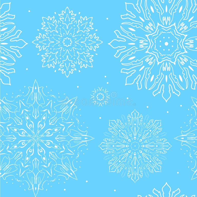 Blue Snowflake Seamless Pattern Stock Illustration - Illustration of ...