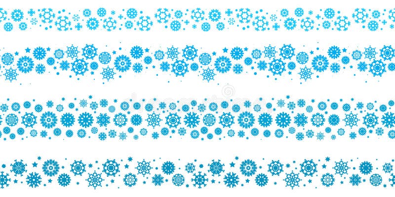 Blue Snowflake Vector Seamless Borders or Lines Isolated Stock Vector ...